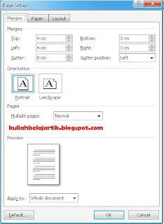 Pengaturan Margins dan Paper untuk Skripsi:Kuliah dan Belajar TIK