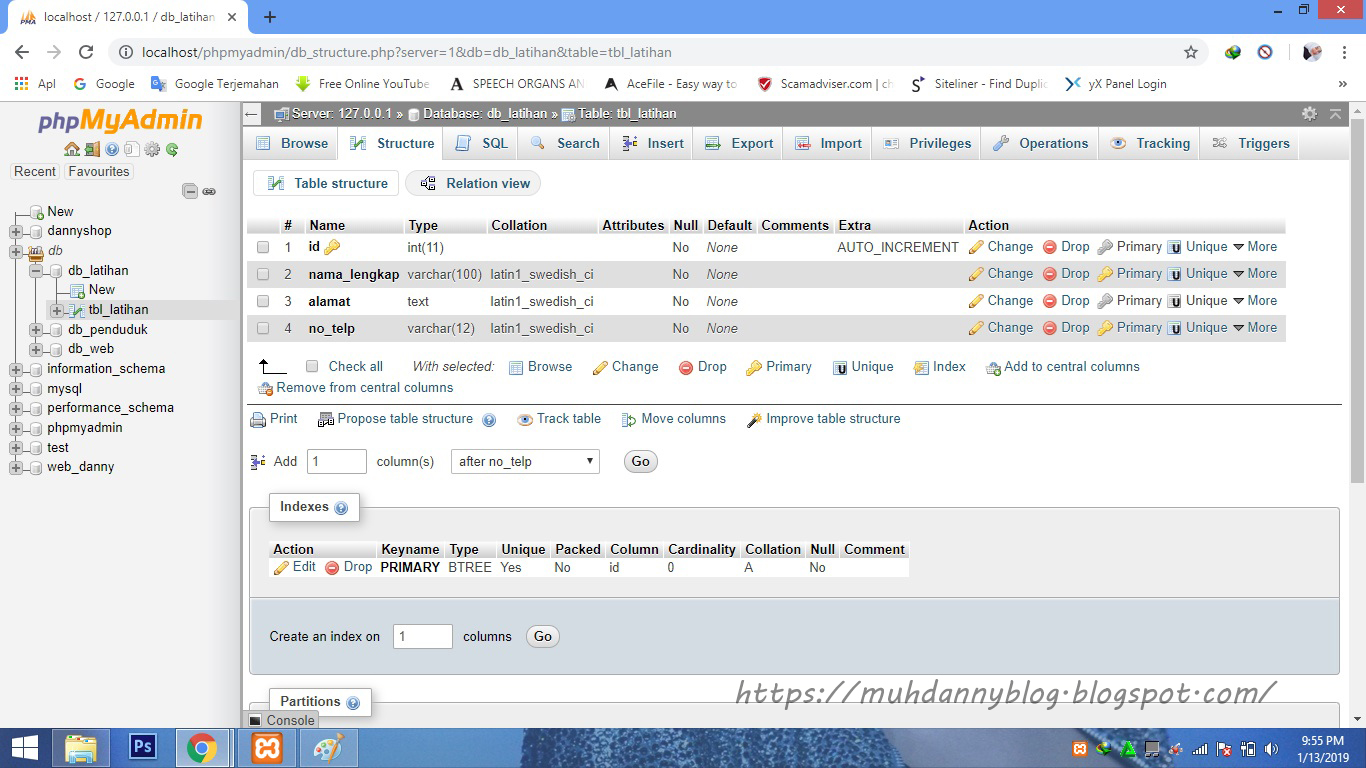Cara membuat database MySQL dengan Xampp - Danny Blog