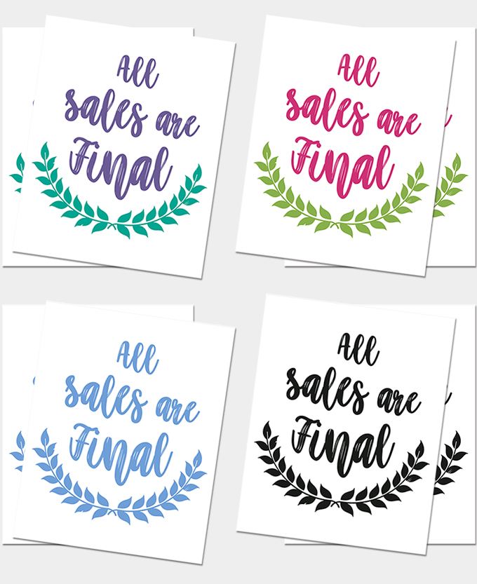 All Sales Are Final Signs - Cute Free Printables | Craigslist Garage Sales