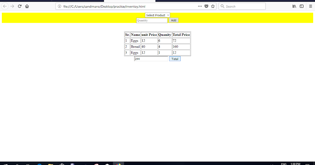 Programming Solutions: Inventory System by using HTML, CSS and Javascript