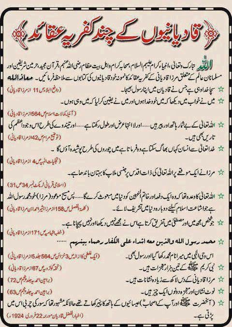 Kufriya Beliefs of Qadianis Ahmadis - Urdu Islamic Website - Urdu ...
