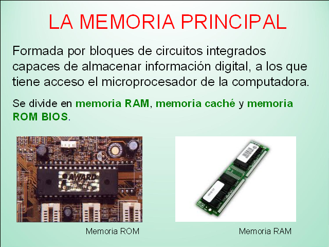 conmponentes: Memoria principal