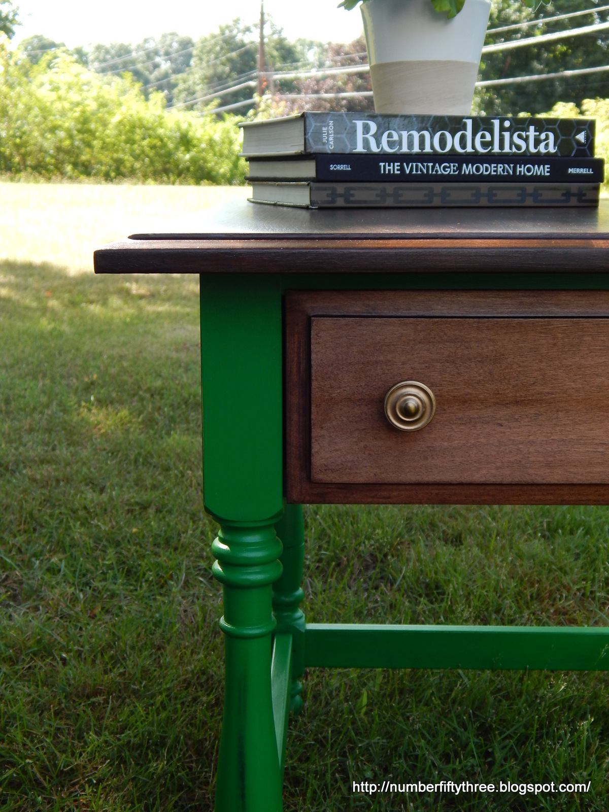 Number Fifty-Three: Emerald Green & Java Gel Stain End Table