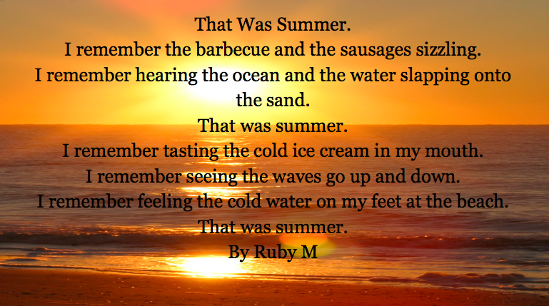 Room 9 2016: Ruby's beautiful that was summer poem.