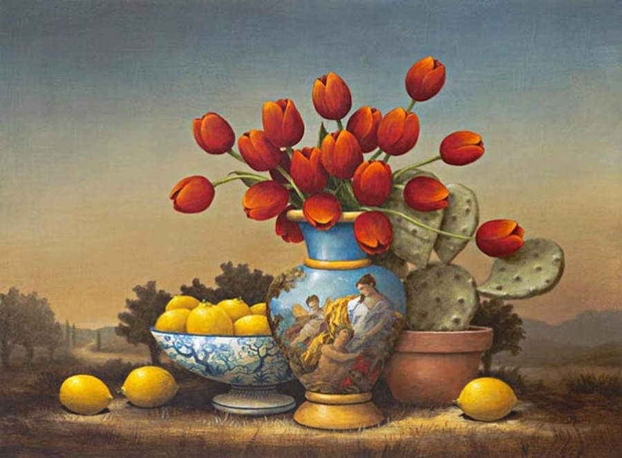 El arte es su máxima expresión : Bodegones Con Paisajes de Fondo en la ...