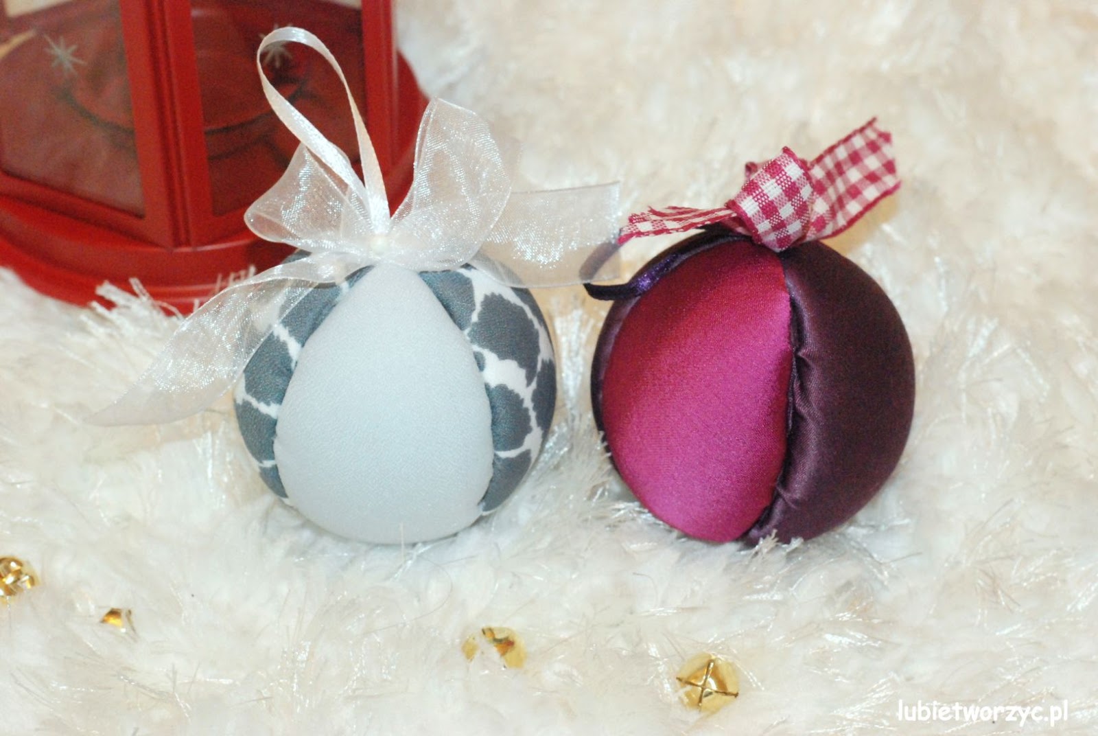 Bombka DIY ze styropianowej kuli i materiału