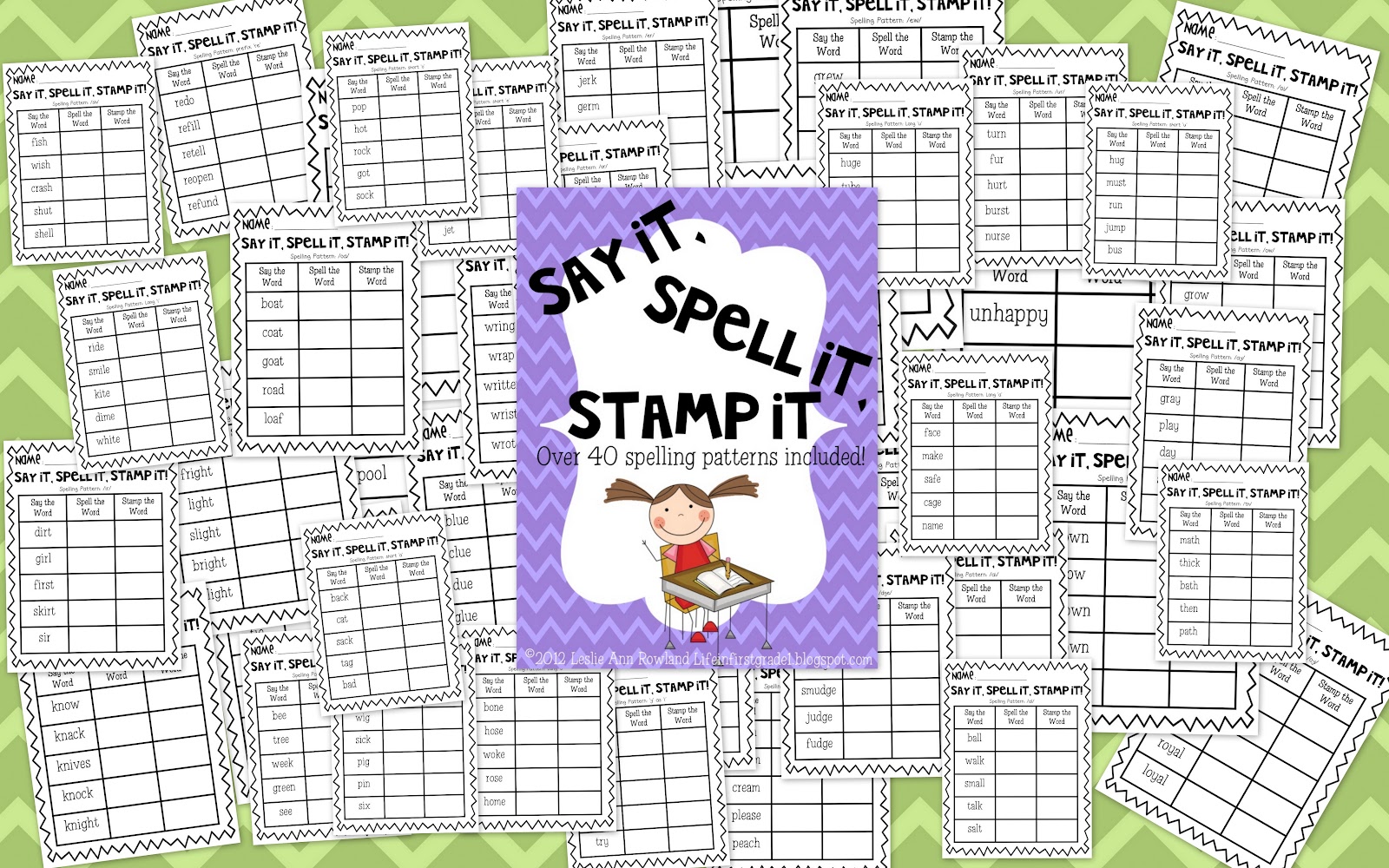 Life in First Grade: Say It, Spell It, Stamp It Center