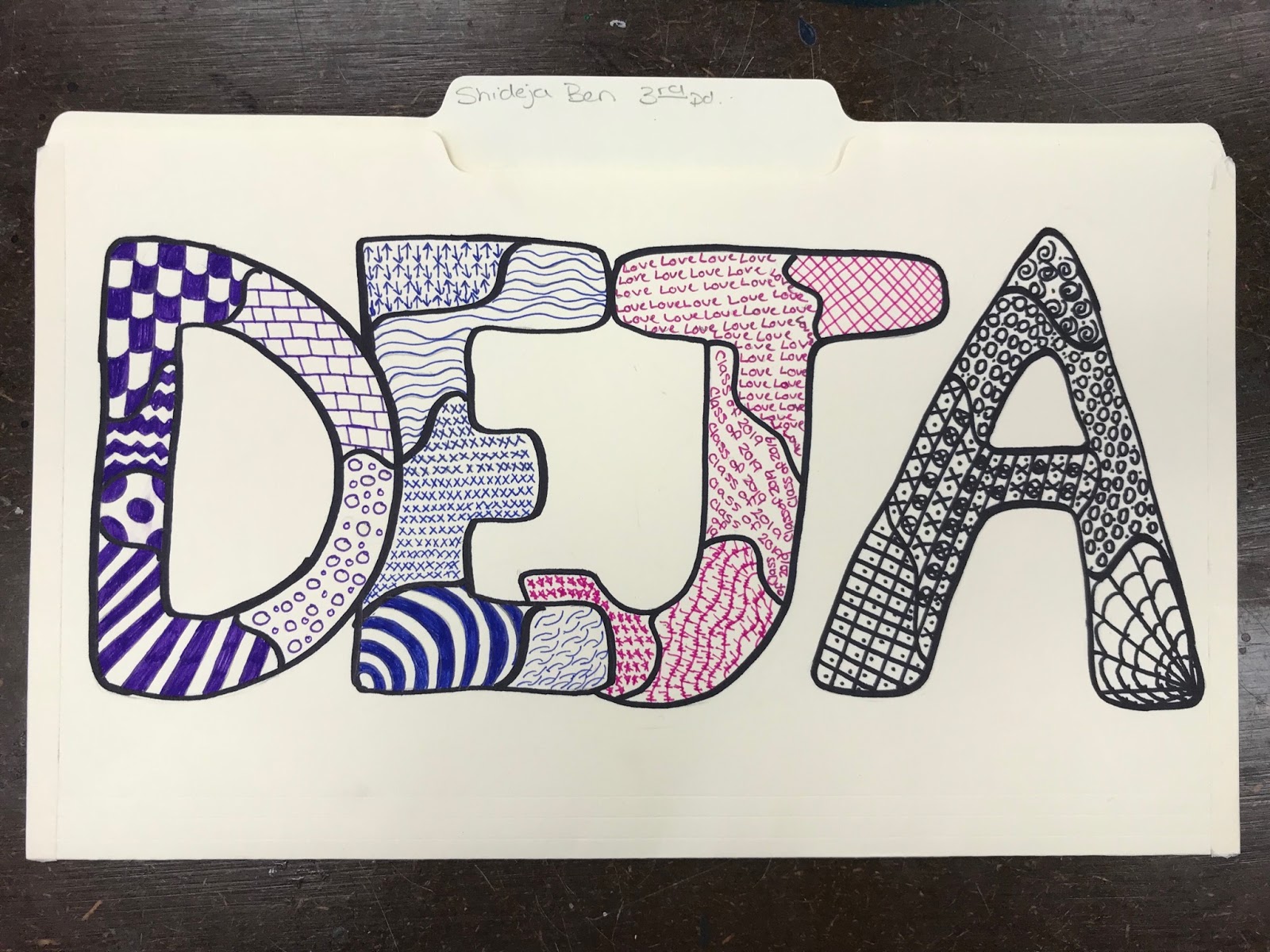 Mini portfolio name design assignment student work