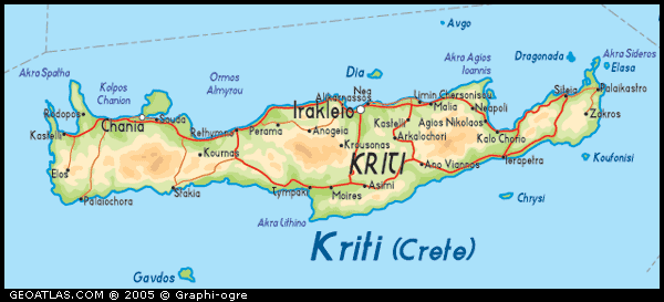 Crete Map Geographic City | Greece Map Provincial City