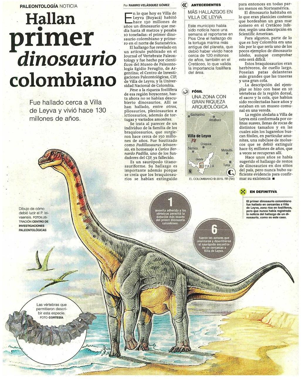 Paleontología en Colombia: Padillasaurus leivaensis, un nuevo saurópodo ...