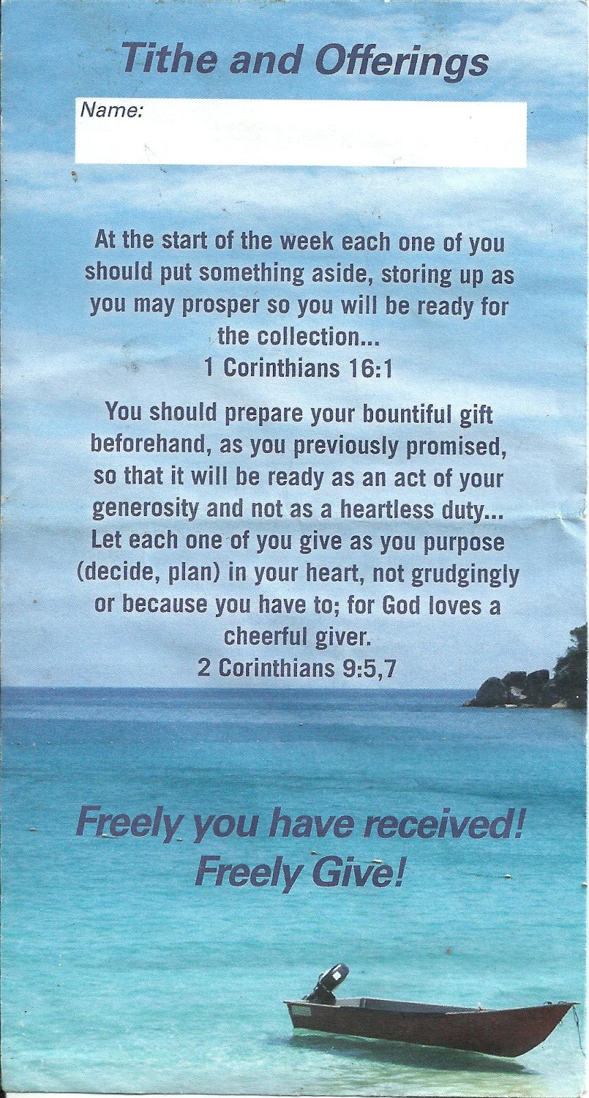 What you find on the SDA Tithe Envelope in Vanuatu - Streams of Water ...