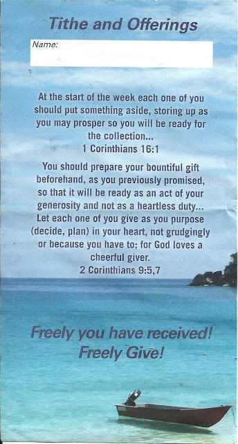 What you find on the SDA Tithe Envelope in Vanuatu - Streams of Water ...