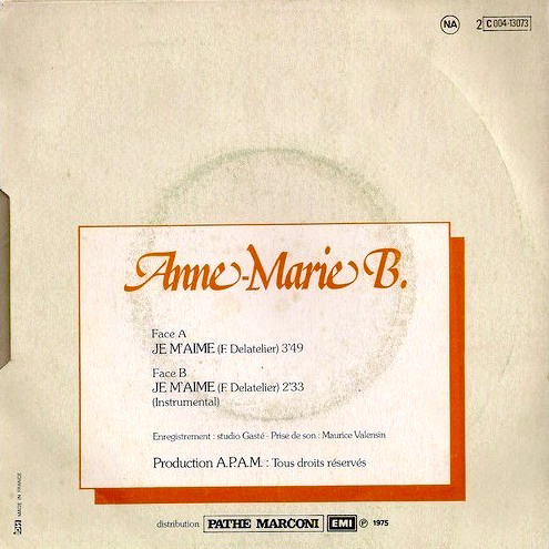les sensass sillons: Anne-Marie B. - 45t (1975)