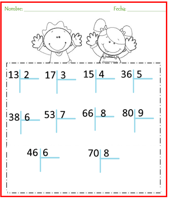 Fichas de Primaria: Divisiones sencillas