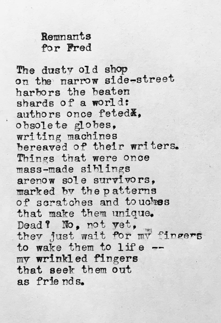 Poem of the day: the old shop/ /THE TYPEWRITER REVOLUTION