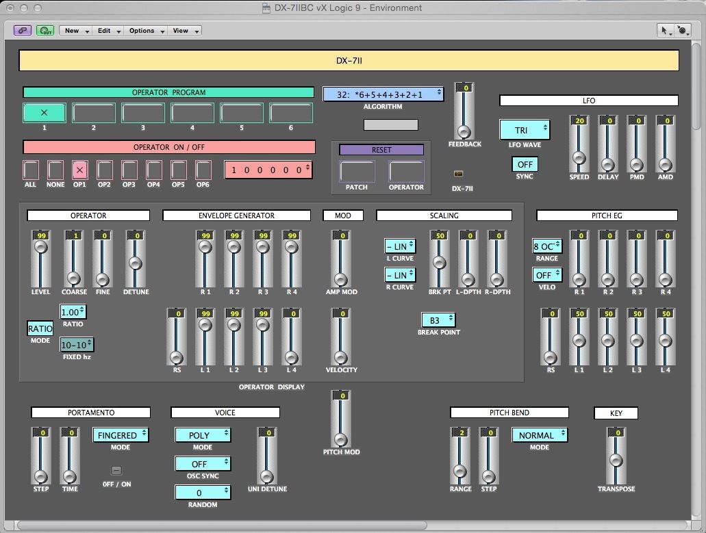 MATRIXSYNTH: VIRTUAL Yamaha DX-7 / DX-7II Programmer for Logic