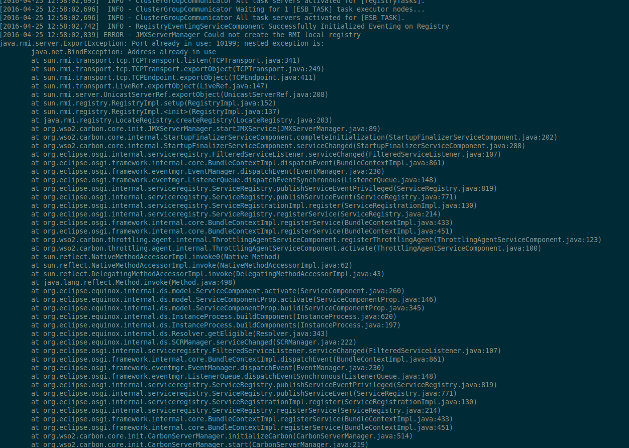 Error Console Jmxservermanager Could Not Create The Rmi Local Registry