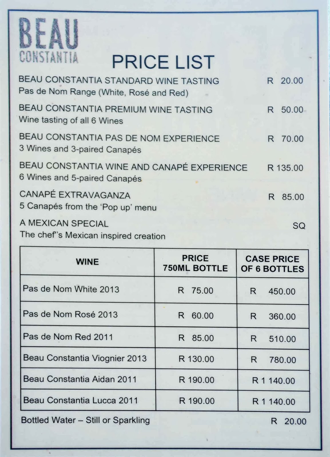 .: A tasting at Beau Constantia