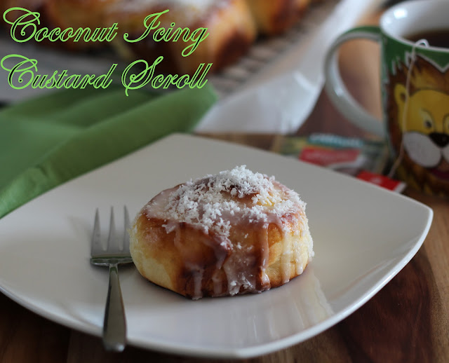 Me Te Aroha: Coconut Icing Custard Scroll