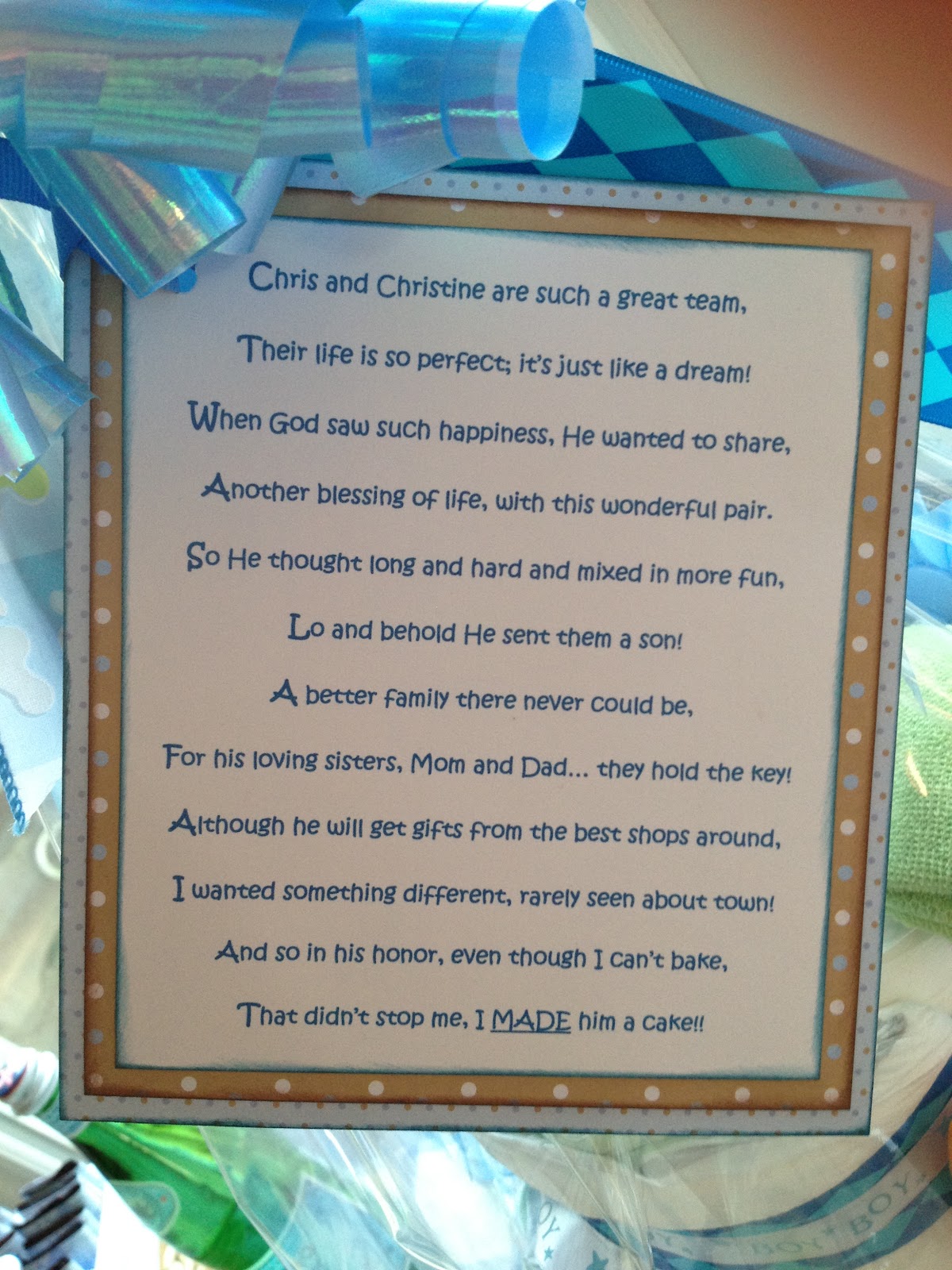 Clothesline baby shower poem