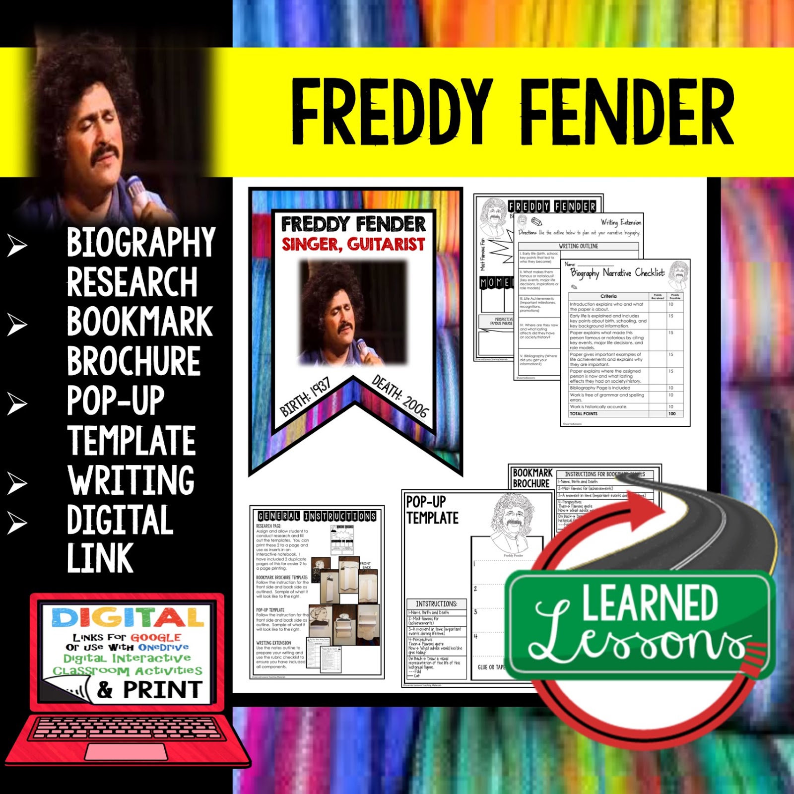 Hispanic History Biography Research, Bookmark Brochure, Pop-Up, Writing ...