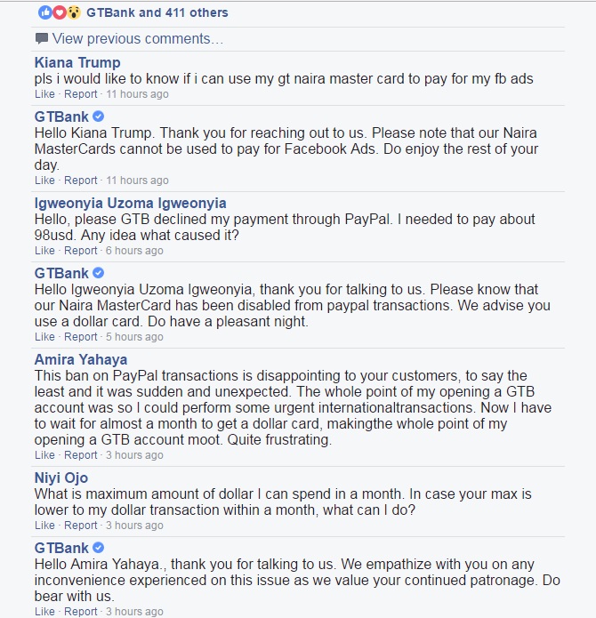 Finally GTBank Bans Use of Their GT Mastercard On Paypal, Facebook,etc