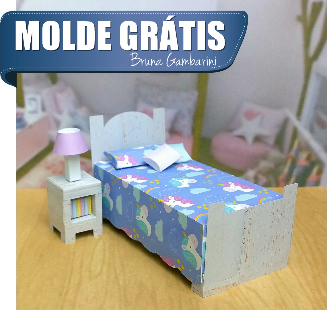 MOLDE GRÁTIS - CAMA, MESA DE CABECEIRA E ABAJUR - PAPELARIA PERSONALIZADA ~ BRUNA GAMBARINI