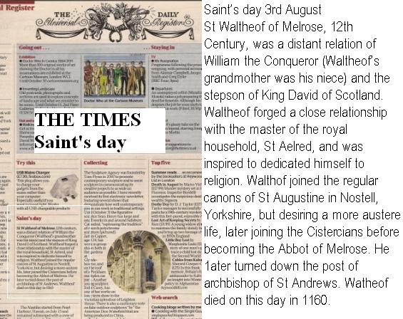 Dom Donald's Blog: St Waldef Abbot Melrose 3rd August