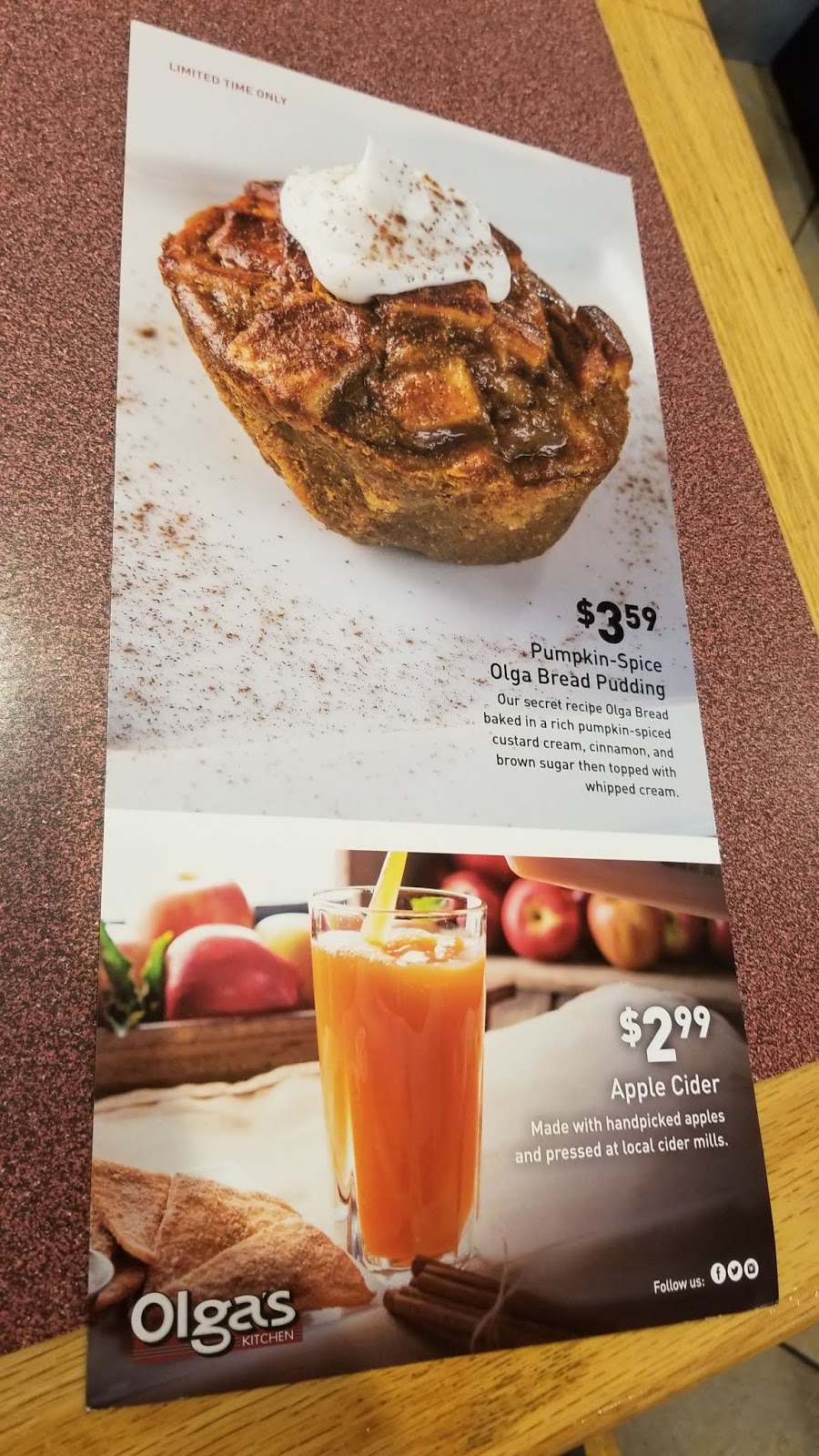 Olga's Kitchen seasonal menu items: Autumn Turkey and Apple Olga ...