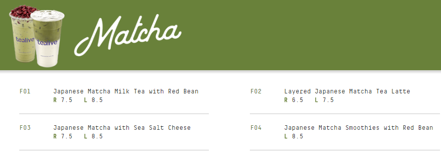 Tealive（大马Chatime）完整Menu！附上各种饮料价格！ - Leesharing