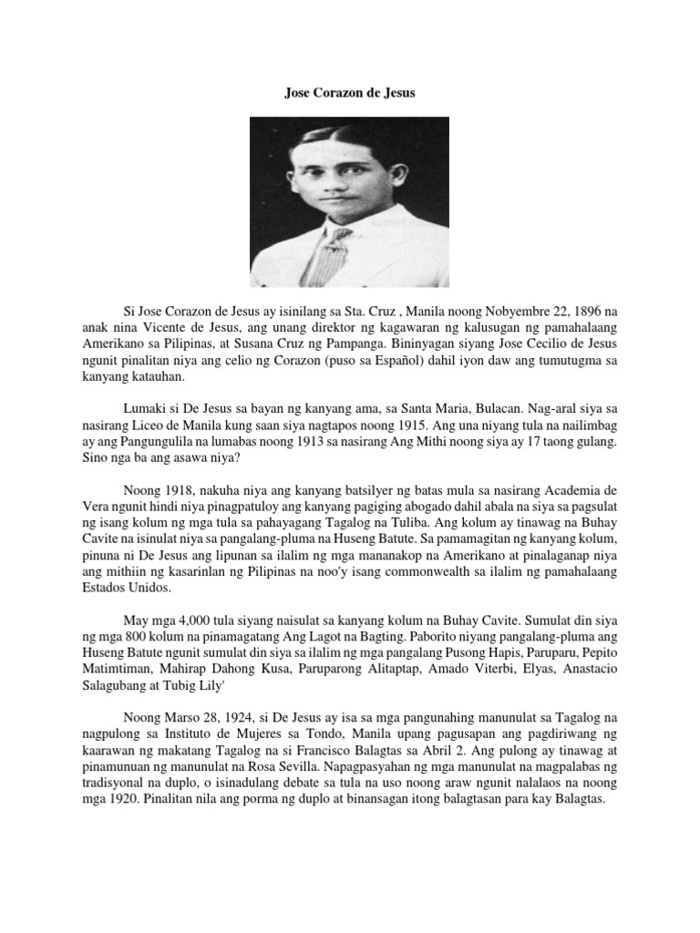 jose corazon de jesus - philippin news collections