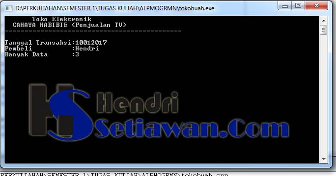 Contoh Program Aplikasi Penjualan TV Elektronik Menggunakan C++