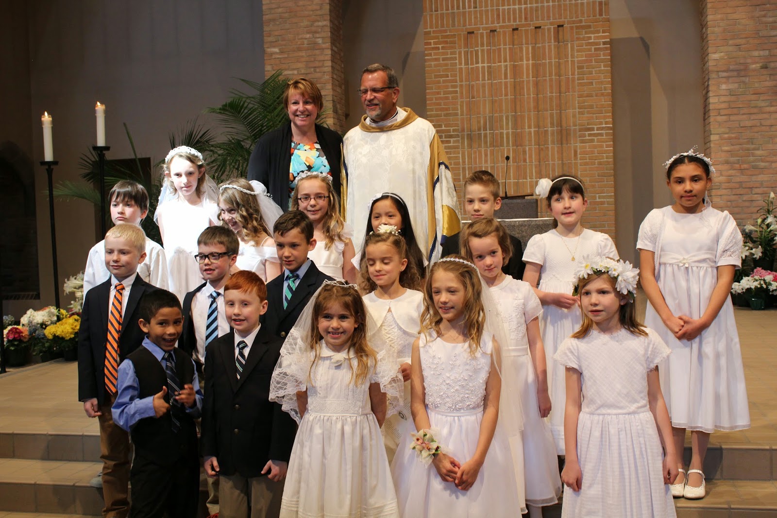 two daughters, one son: First Communion