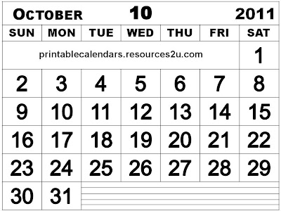 2011: 2011 October Calendar design