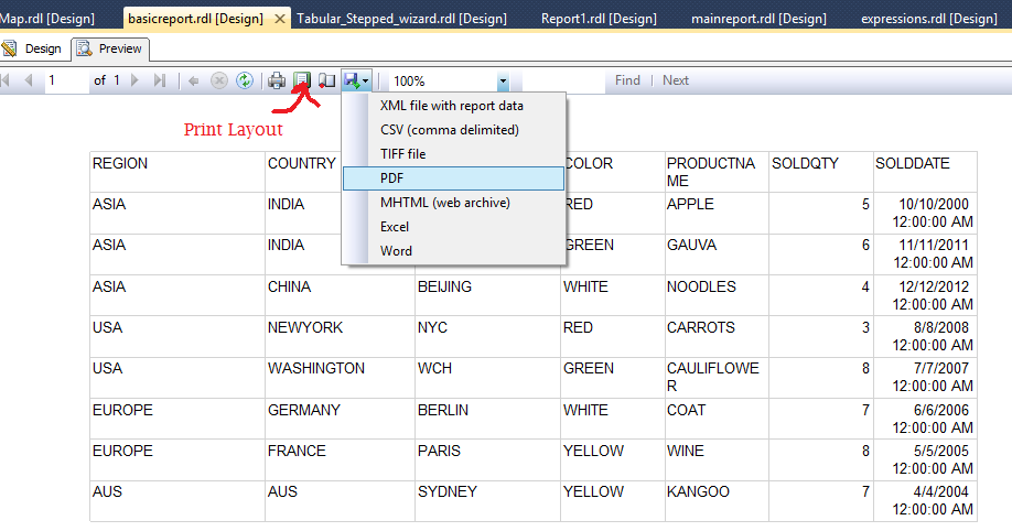 Lesson 66: Export SSRS report to PDF format.