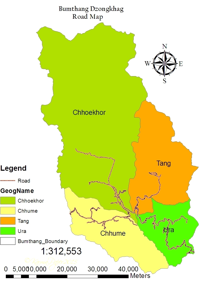 Bumthang Road Map ~ Karma Trinle's ThePaper