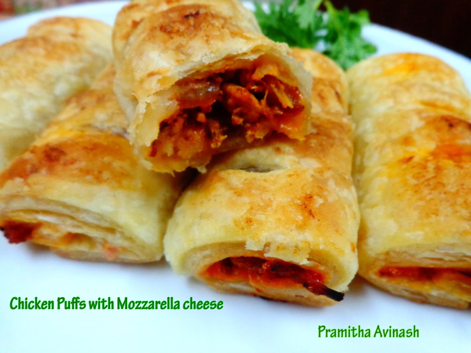 Pramitha Love Cooking!!!!!: Chicken Puffs with Mozzarella cheese