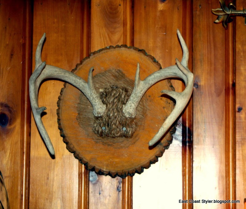 East Coast Styler : Wood Log Mounted Deer Antlers idea