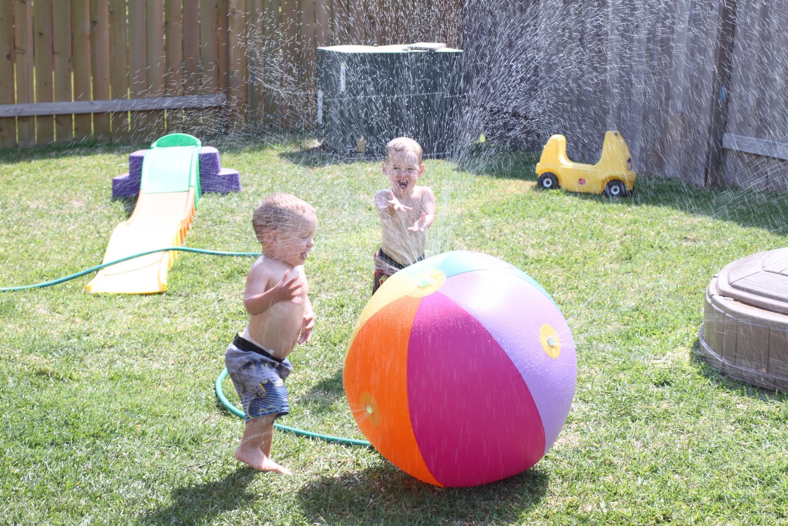 The Peacock Family: Water Sprinkler Fun