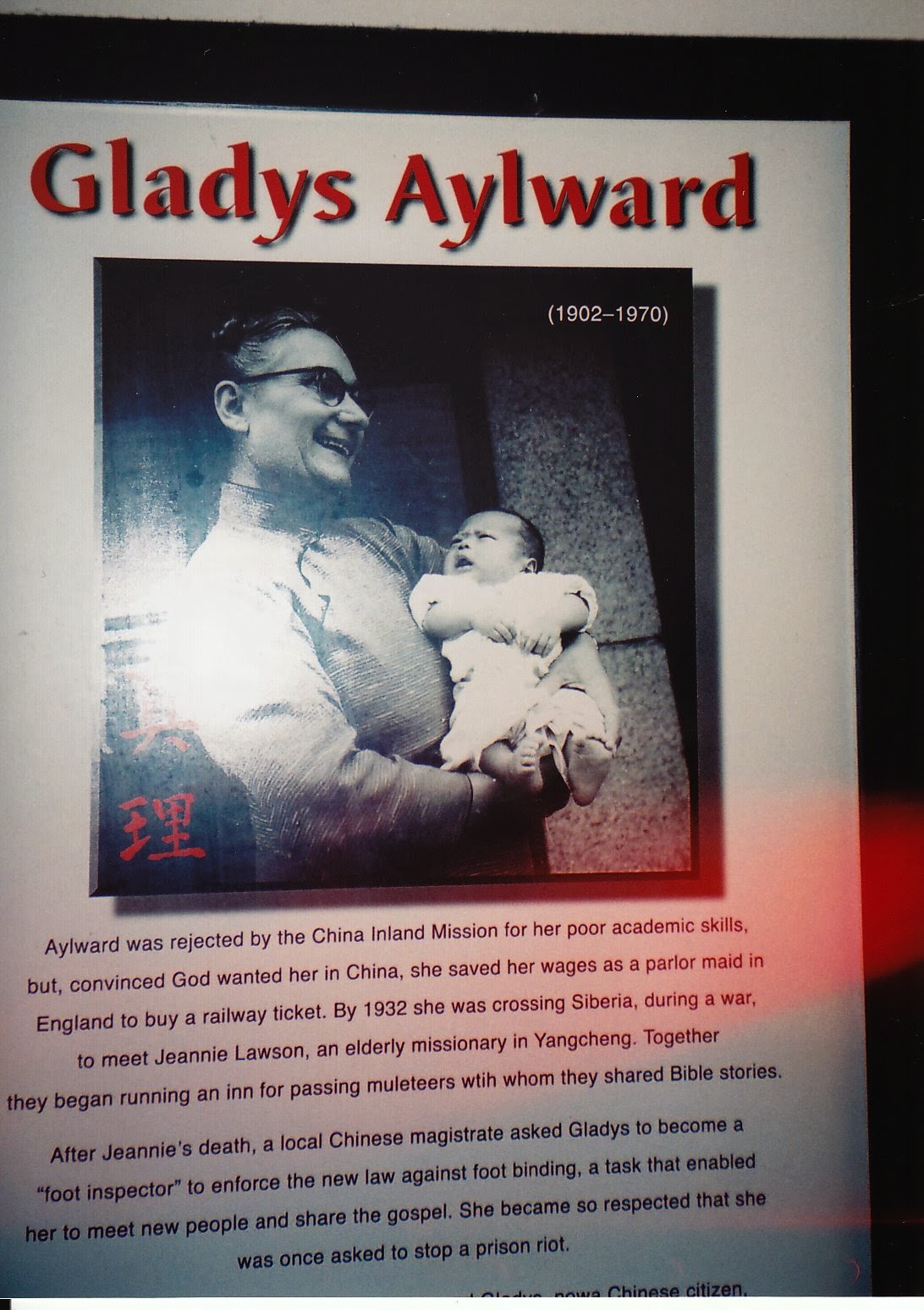 caryjo-roadrunner: GLADYS AYLWARD