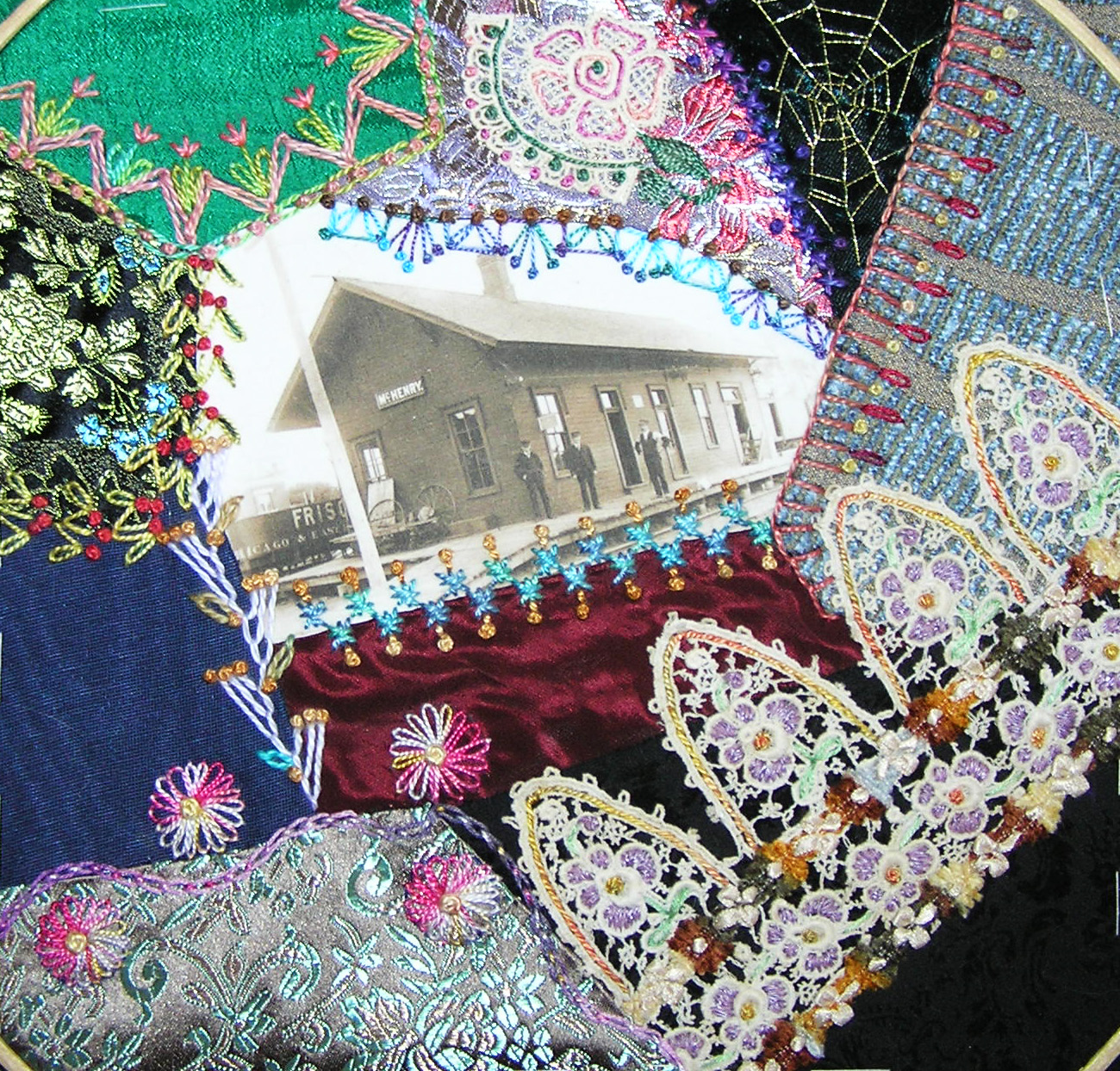 Kitty And Me Designs: McHenry Crazy Quilt Block 3 The Train Depot