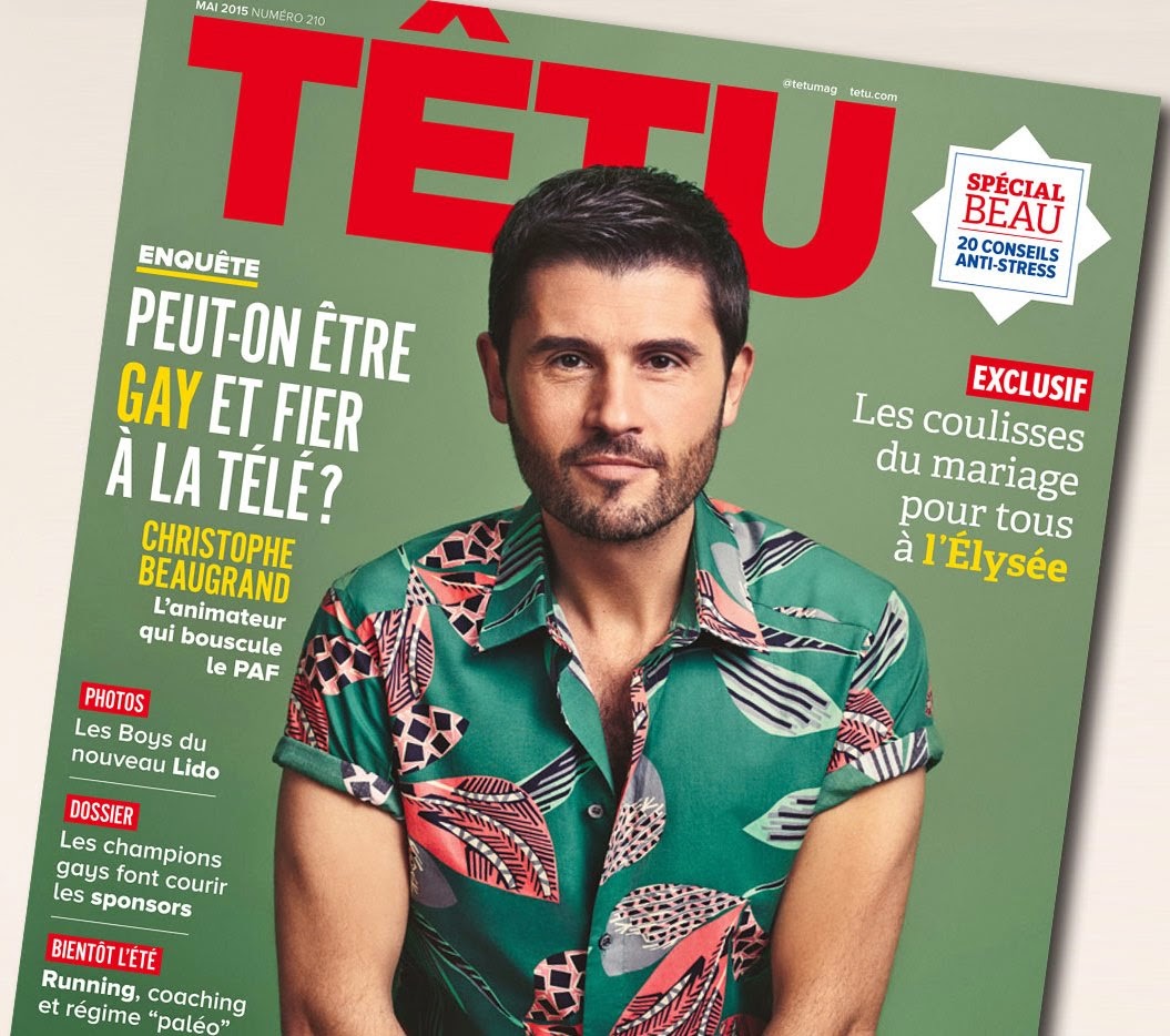 Grégory Capra: Grégory Capra avec Christophe Beaugrand dans Têtu Magazine