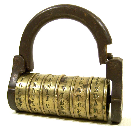 RestraintsBlog: French IRON 6 BARREL BRASS KEYLESS ALPHABET COMBINATION ...