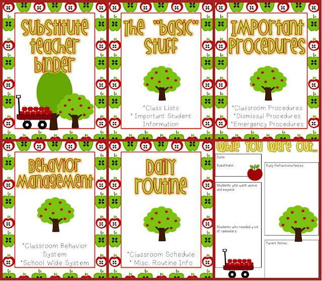 Teaching: New Substitute Binder Themes!