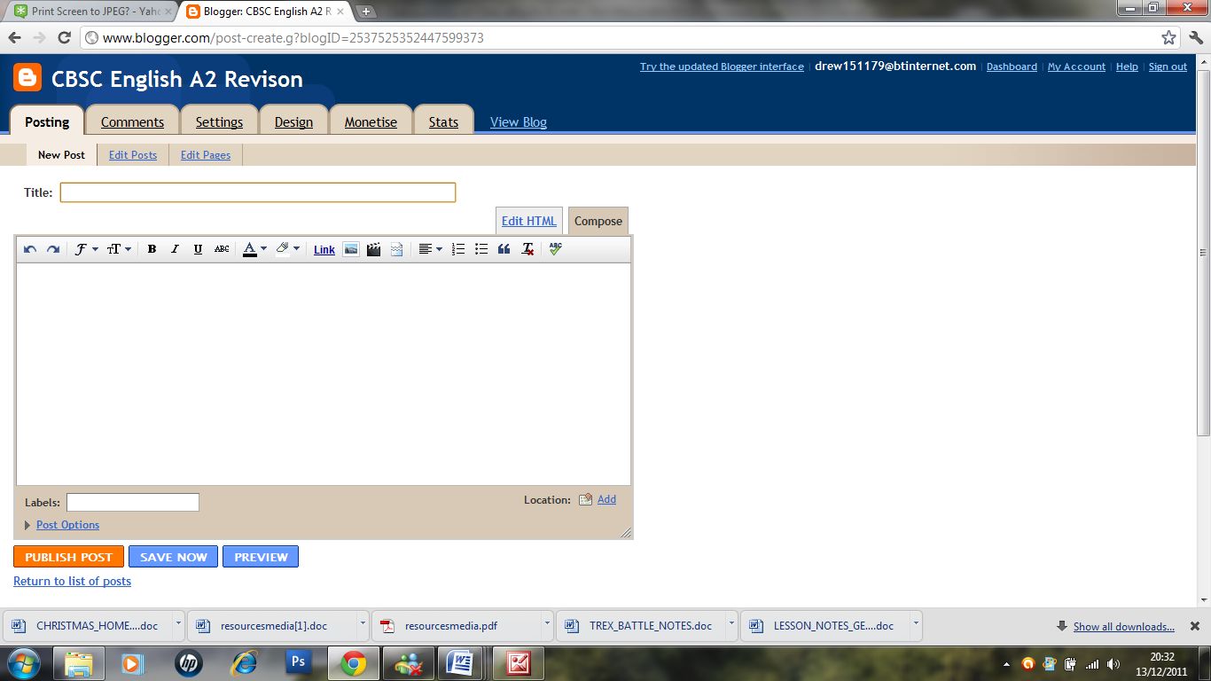 CBSC English A2 Revison: How to set up a blog and create your first posts!