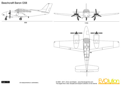 AIRPLANE SCALE MODELKIT: BEECHCRAFT BARON G-58