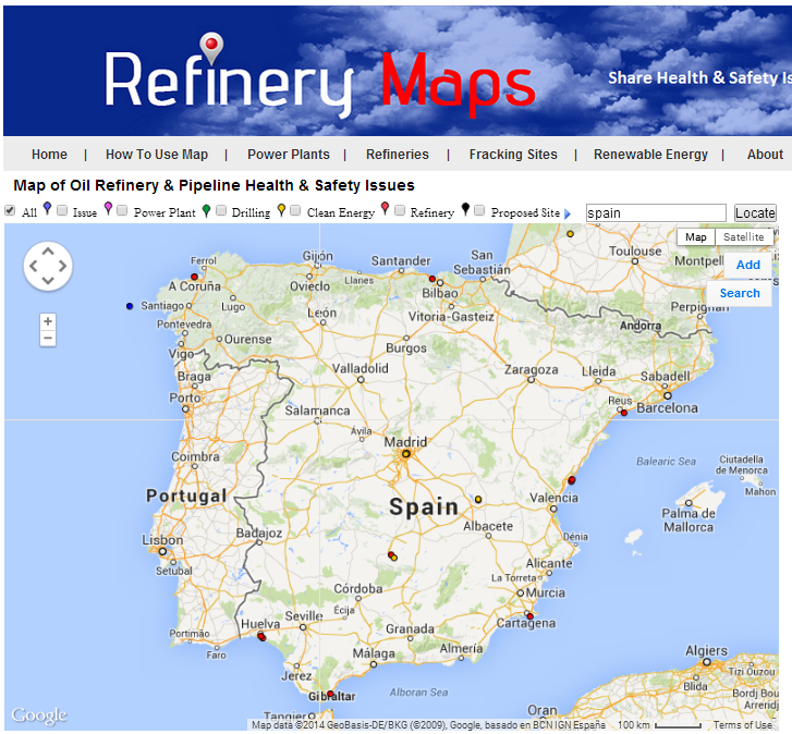 Refineries in Spain Are Spread Out Evenly Across The Country