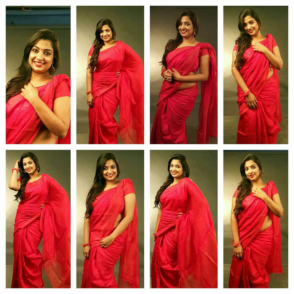 Mallu Beauty Nima Chandran Fleshy Hip Fold in Stunning Red Saree Hot ...