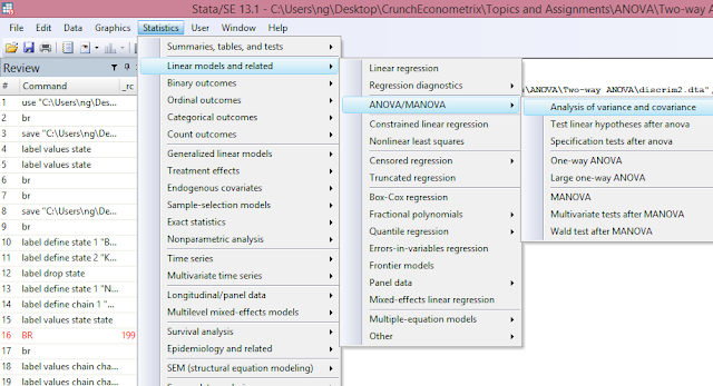 CrunchEconometrix: Stata: Interpreting Two-way ANOVA Procedure