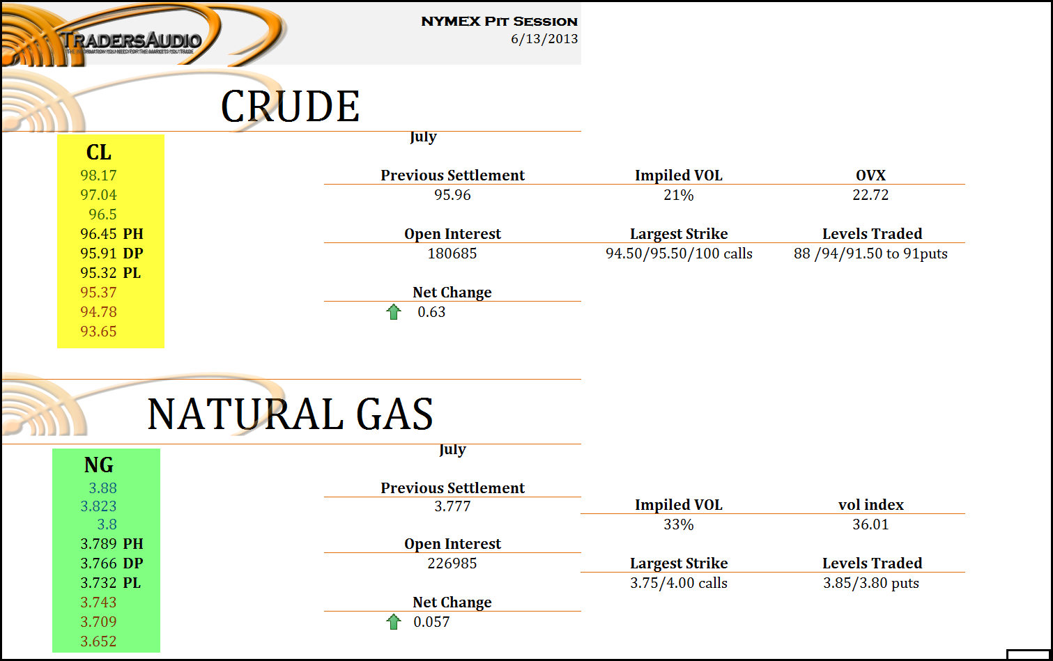 Crude Oil Squawk: Crude Oil day trading plan 06/13/13
